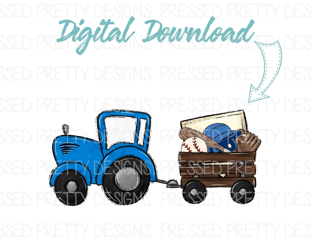 Baseball Tractor PNG, Baseball Sublimation PNG, Blue Tractor Design ...
