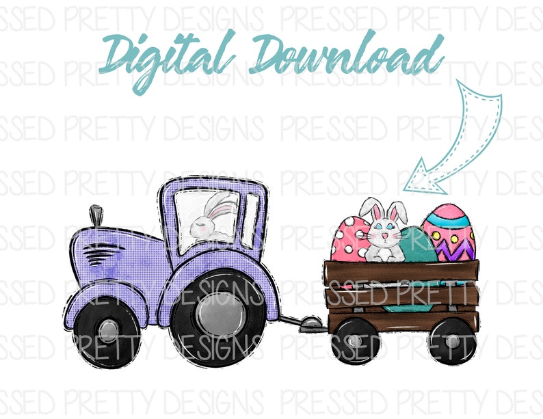 Easter Tractor PNG, Easter Sublimation PNG, Girls Tractor Design, Kids ...
