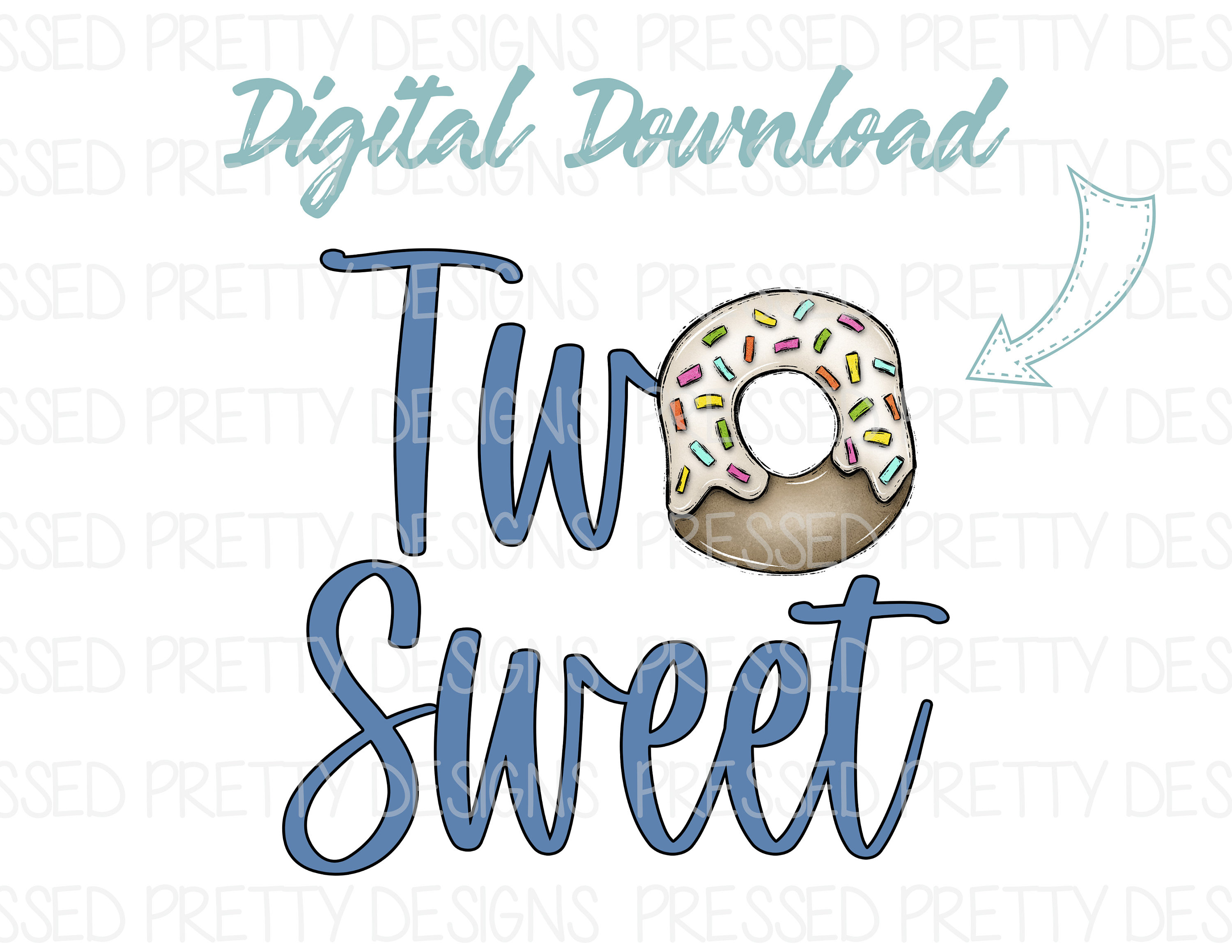 Two Sweet PNG, Boys Donut Birthday Design, 2nd Birthday, Sublimation ...