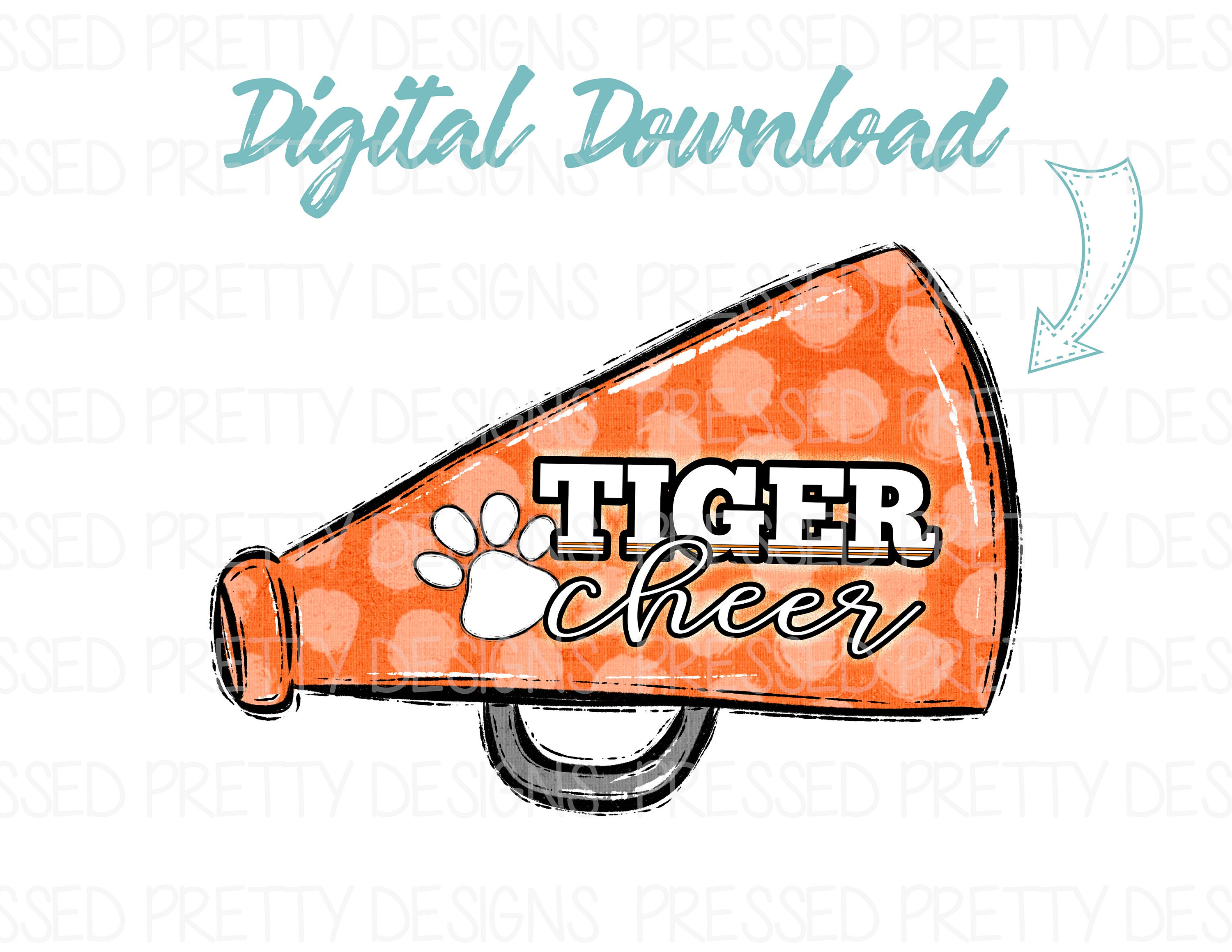 Tiger Cheer Sublimation Design, Cheerleading Team PNG, Team Spirit ...