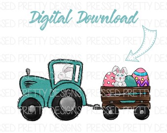 Easter Tractor PNG, Easter Sublimation PNG, Girls Tractor Design, Kids ...