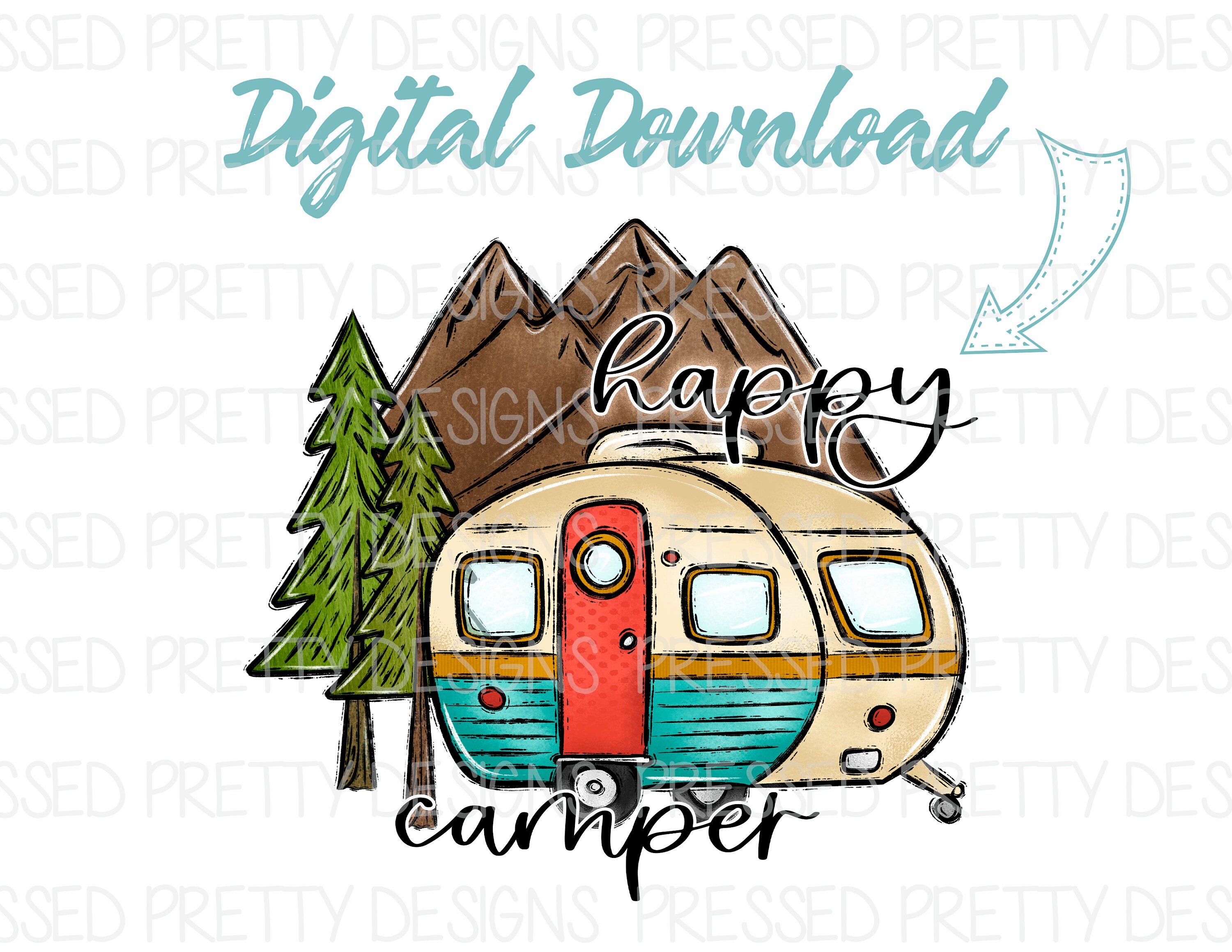 Happy Camper PNG, Camping Design, Adventure Digital Download, Camp Life ...