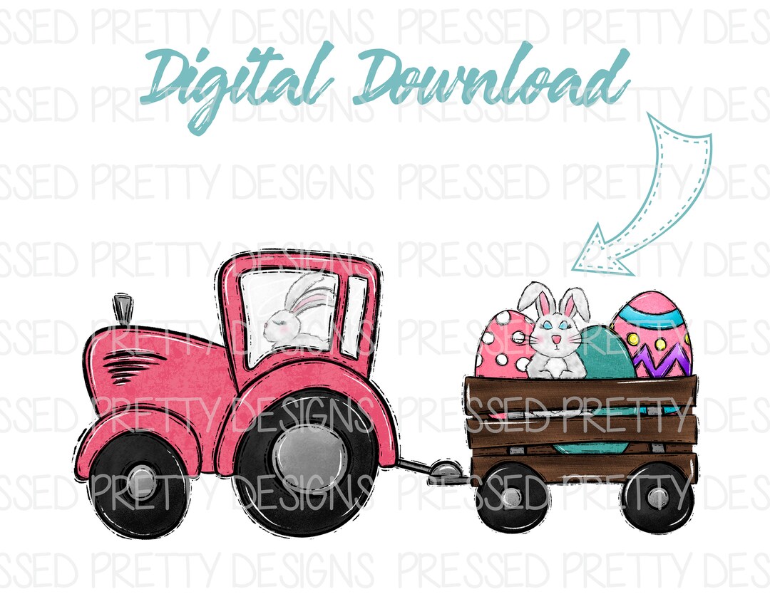 Easter Tractor PNG, Easter Sublimation PNG, Girls Tractor Design, Kids ...