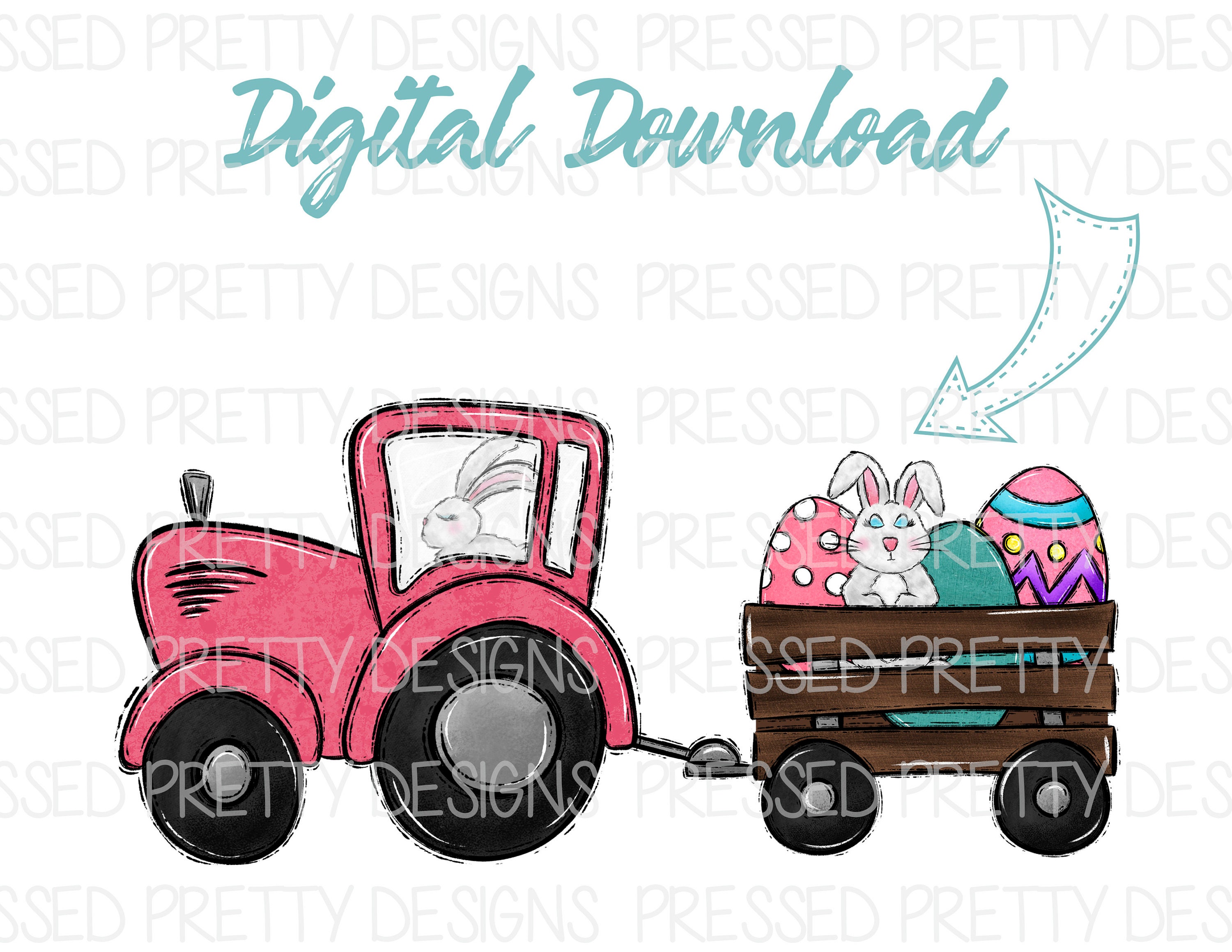 Easter Tractor PNG Easter Sublimation PNG Girls Tractor - Etsy