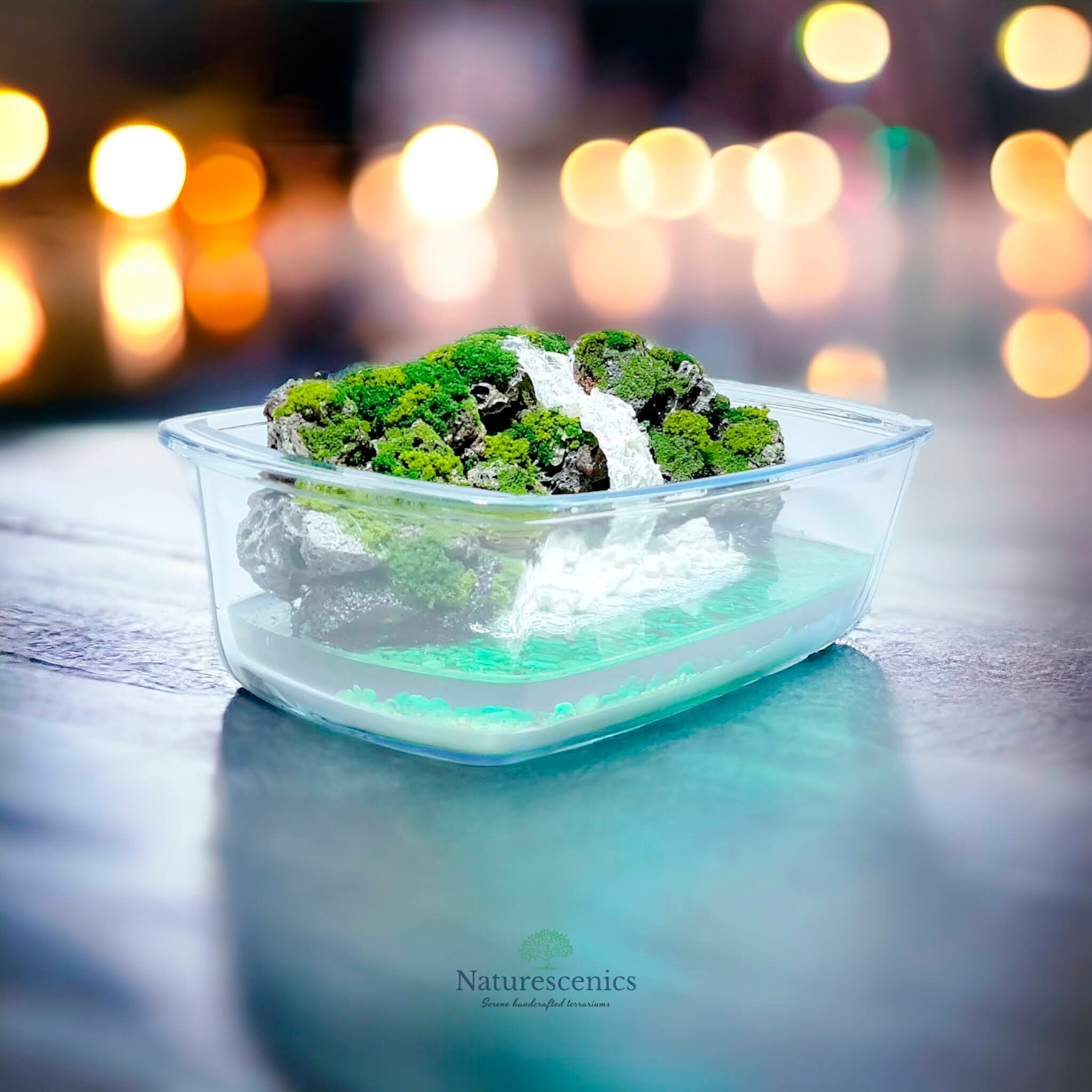 Waterfall Terrarium, Glass Dish, Glass Terrarium, Miniature Waterfall ...
