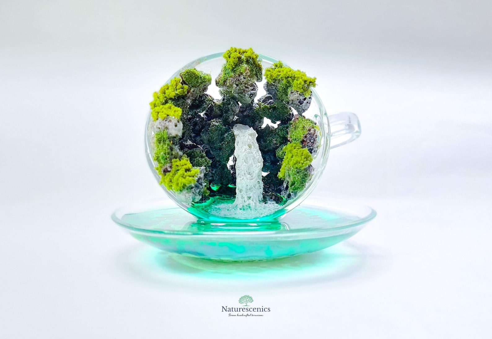 Glass Tea Cup, Waterfall Terrarium, Glass Terrarium Moss, Resin Art ...