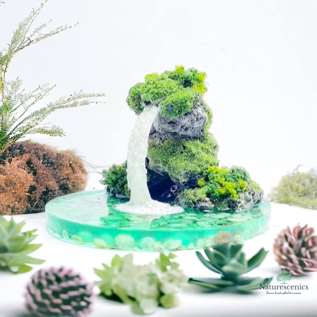 Miniature Garden Waterfall, Glass Terrarium Waterfall, Fairy Garden ...