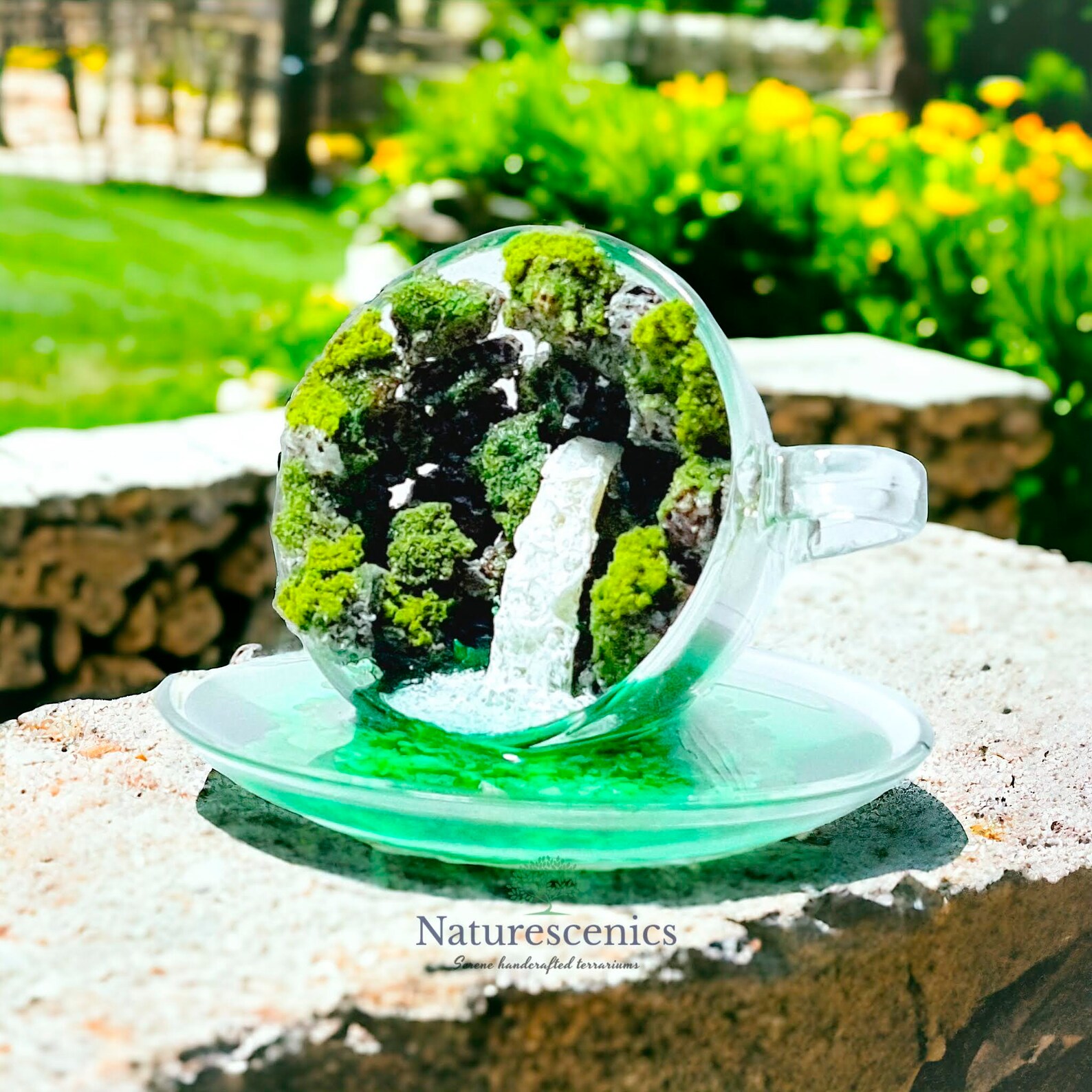 Glass Tea Cup, Waterfall Terrarium, Glass Terrarium Moss, Resin Art ...