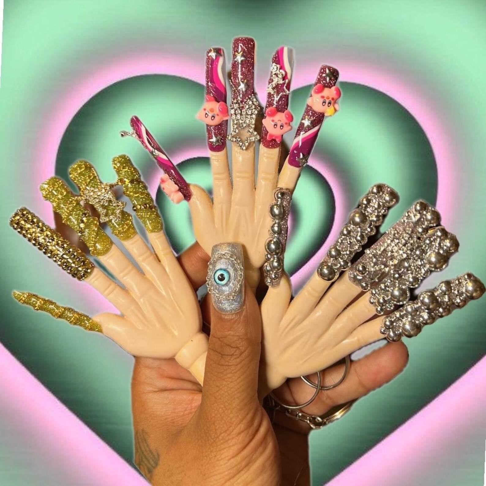 Manihomegirlz- Mini Hand Keychain With Custom Nail Design - Etsy