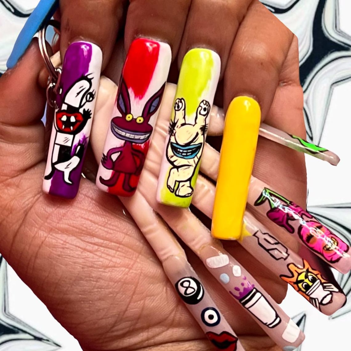Manihomegirlz- Mini Hand Keychain With Custom Nail Design - Etsy
