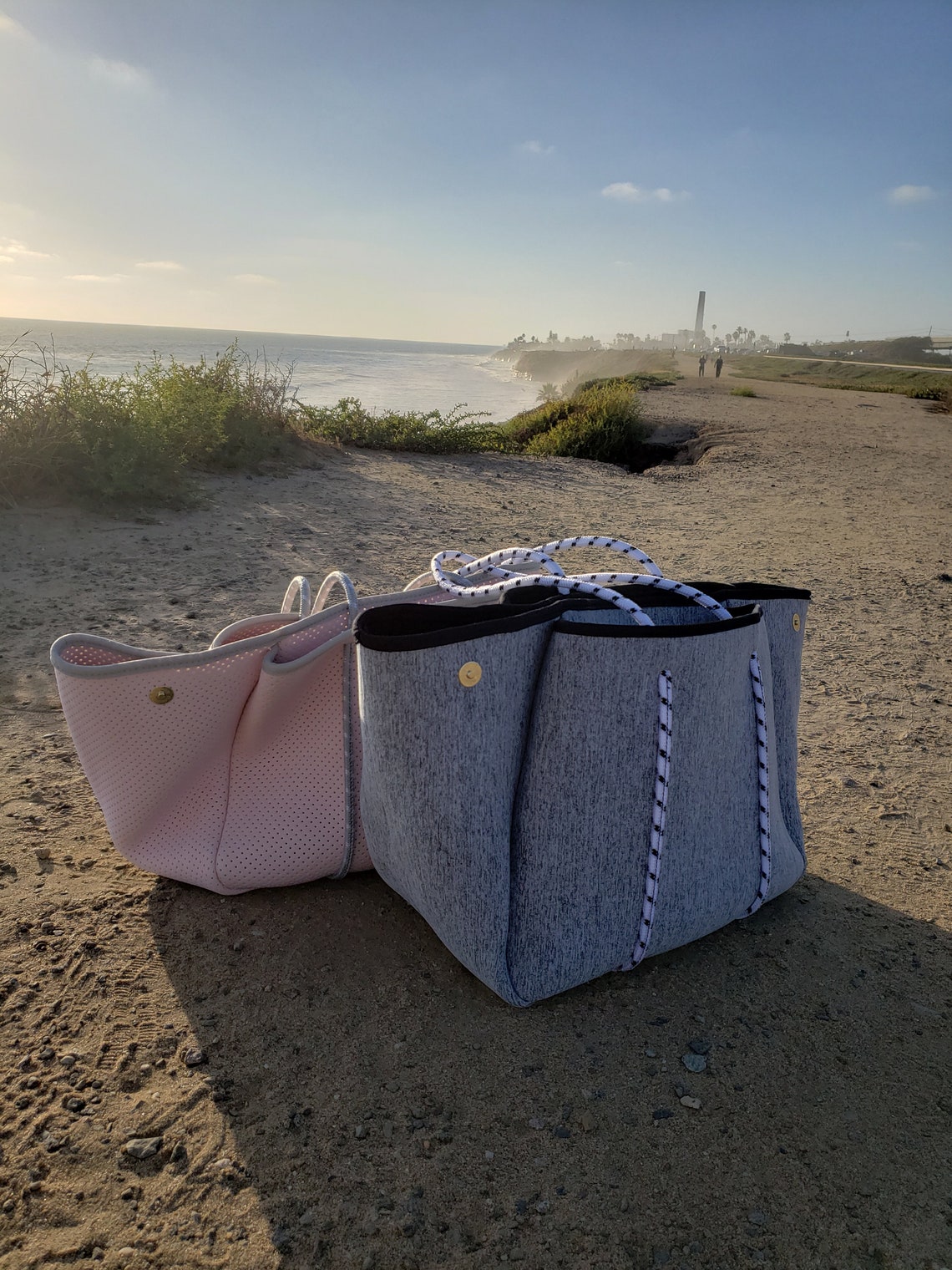 Neoprene Tote Bag With Matching Pouch Healther Grey - Etsy