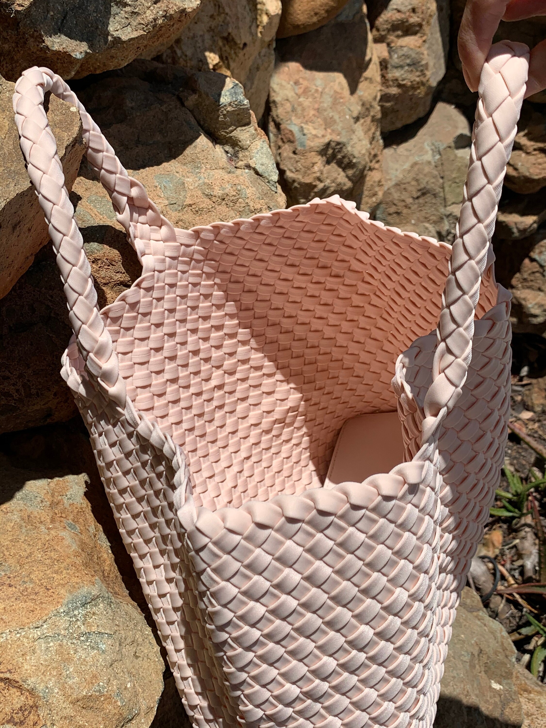 Handwoven Neoprene Large Tote Bag With Pouch! (pink) 101 Bag Co. - Etsy