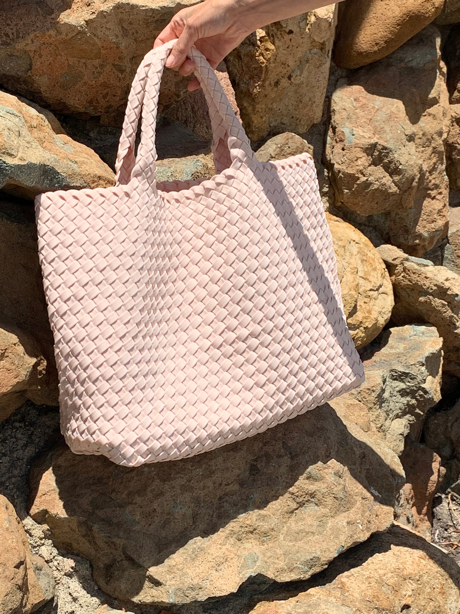 Handwoven Neoprene Large Tote Bag With Pouch! (pink) 101 Bag Co. - Etsy