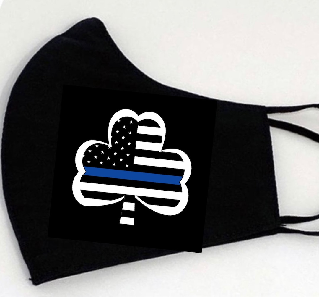 Thin Blue Line Flag Shamrock Face Mask - Etsy