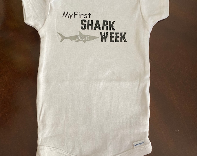 My First Shark Week Bodysuit, Shark Week, Shark, Funny, Custom ...