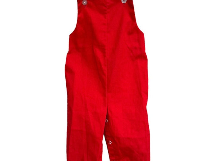Vintage Bright Red Overalls With Snap Leg Closure | 18-24M - Etsy