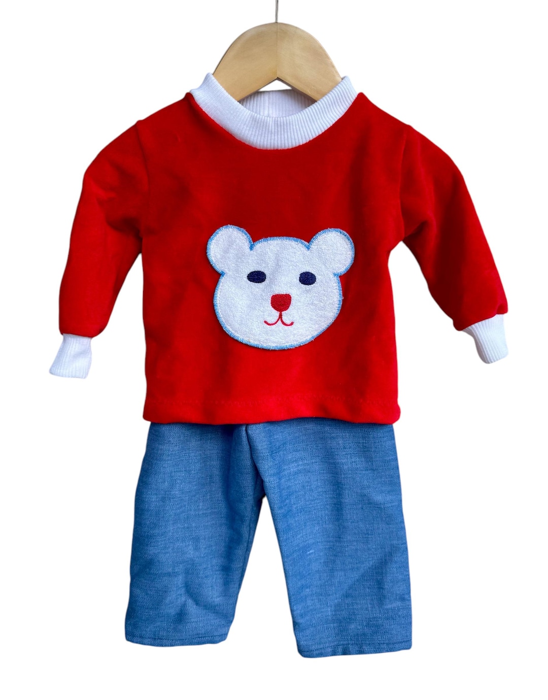 Vintage 1970s/80s Baby Outfit – Red & White Two-piece Set – Retro ...