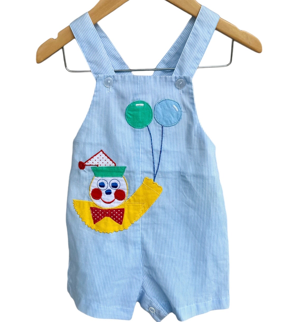 Vintage Blue and White Striped Circus Clown Summer Sun Suit for Baby ...