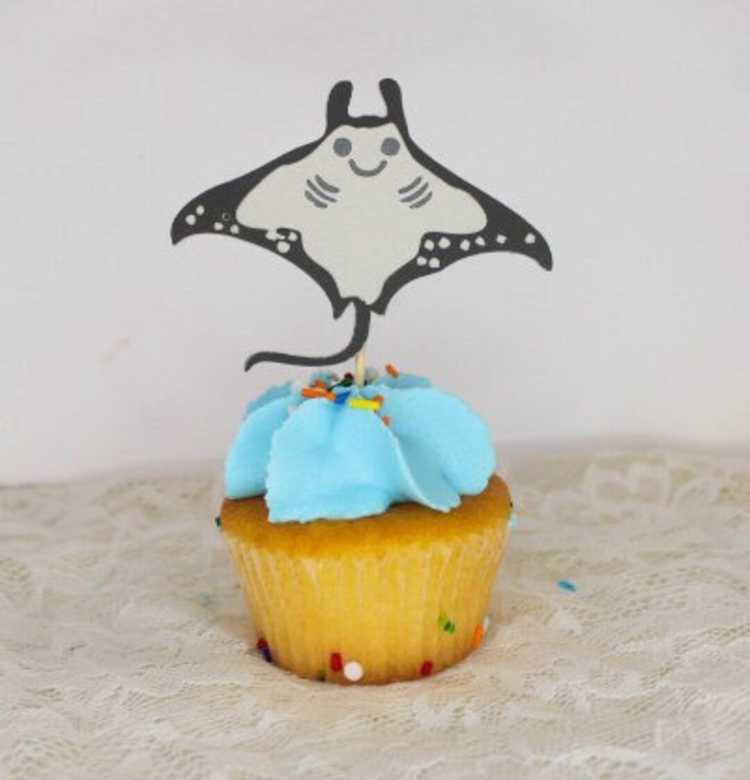 Manta Ray Cupcake Toppers - Etsy