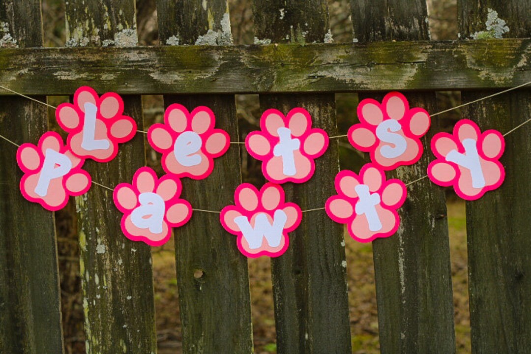 Lets Pawty or Happy Birthday Paw Print Party Banner - Etsy