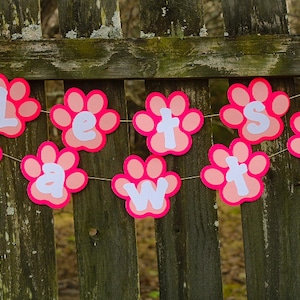 Lets Pawty or Happy Birthday Paw Print Party Banner - Etsy