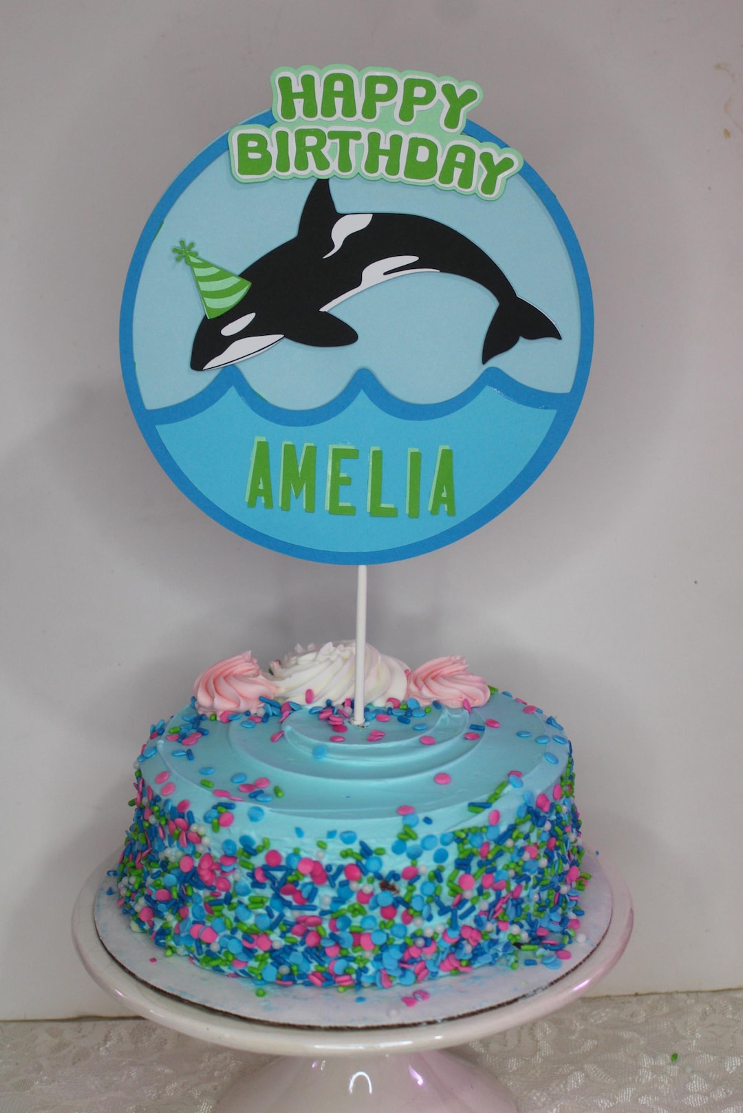 Orca Birthday Party Cake Topper - Etsy