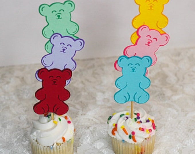 Gummy Bear Cupcake Toppers, Gummy Bear Party Decorations, Bear Party ...