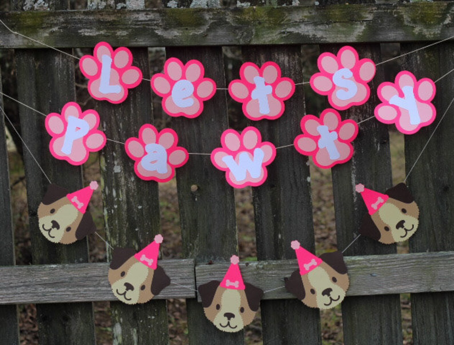 Lets Pawty or Happy Birthday Paw Print Party Banner - Etsy