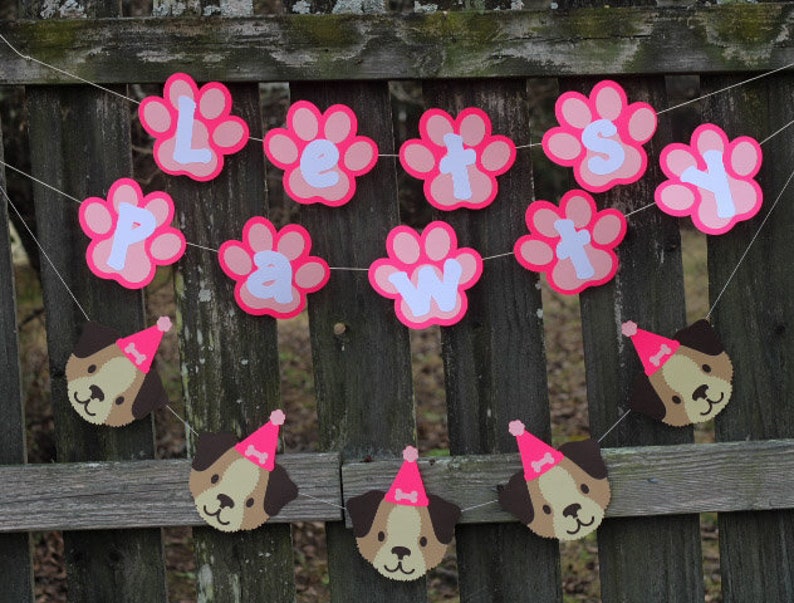 Lets Pawty or Happy Birthday Paw Print Party Banner - Etsy