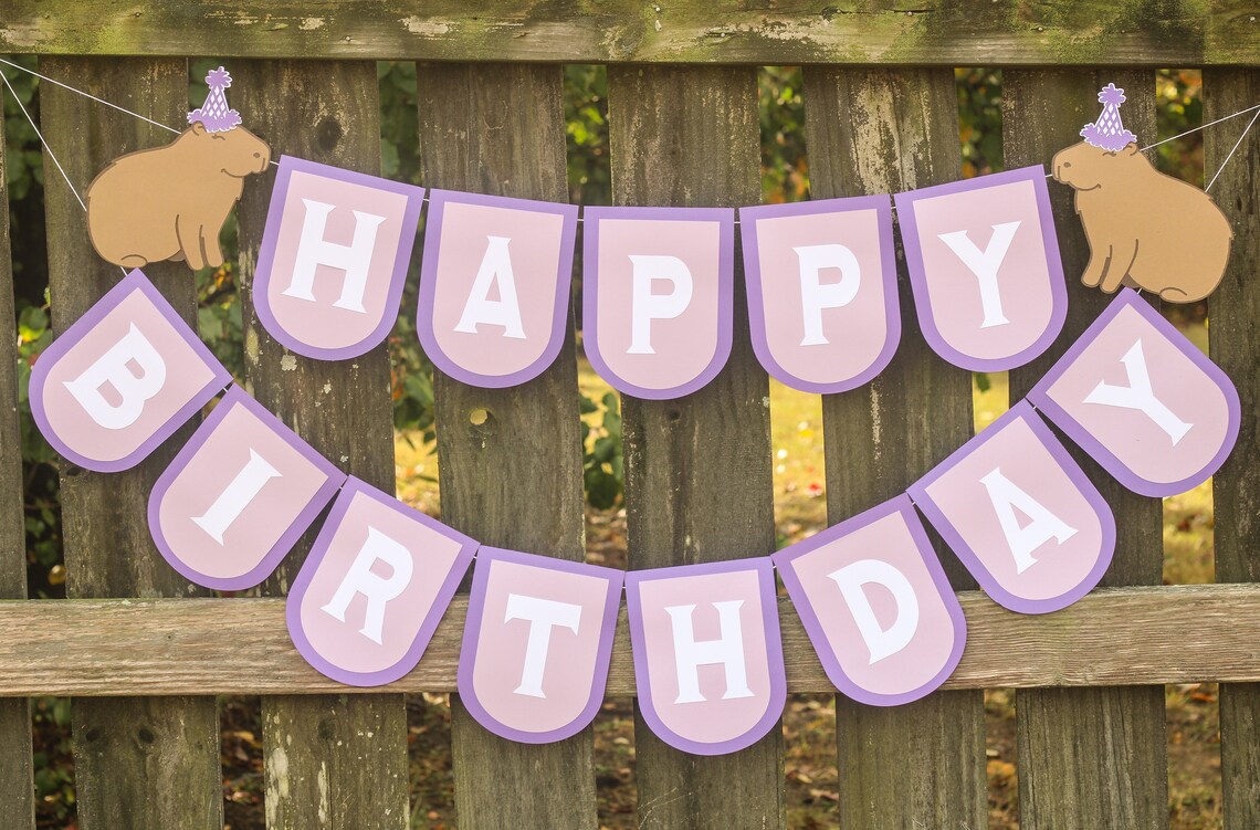Capybara Happy Birthday Banner - Etsy