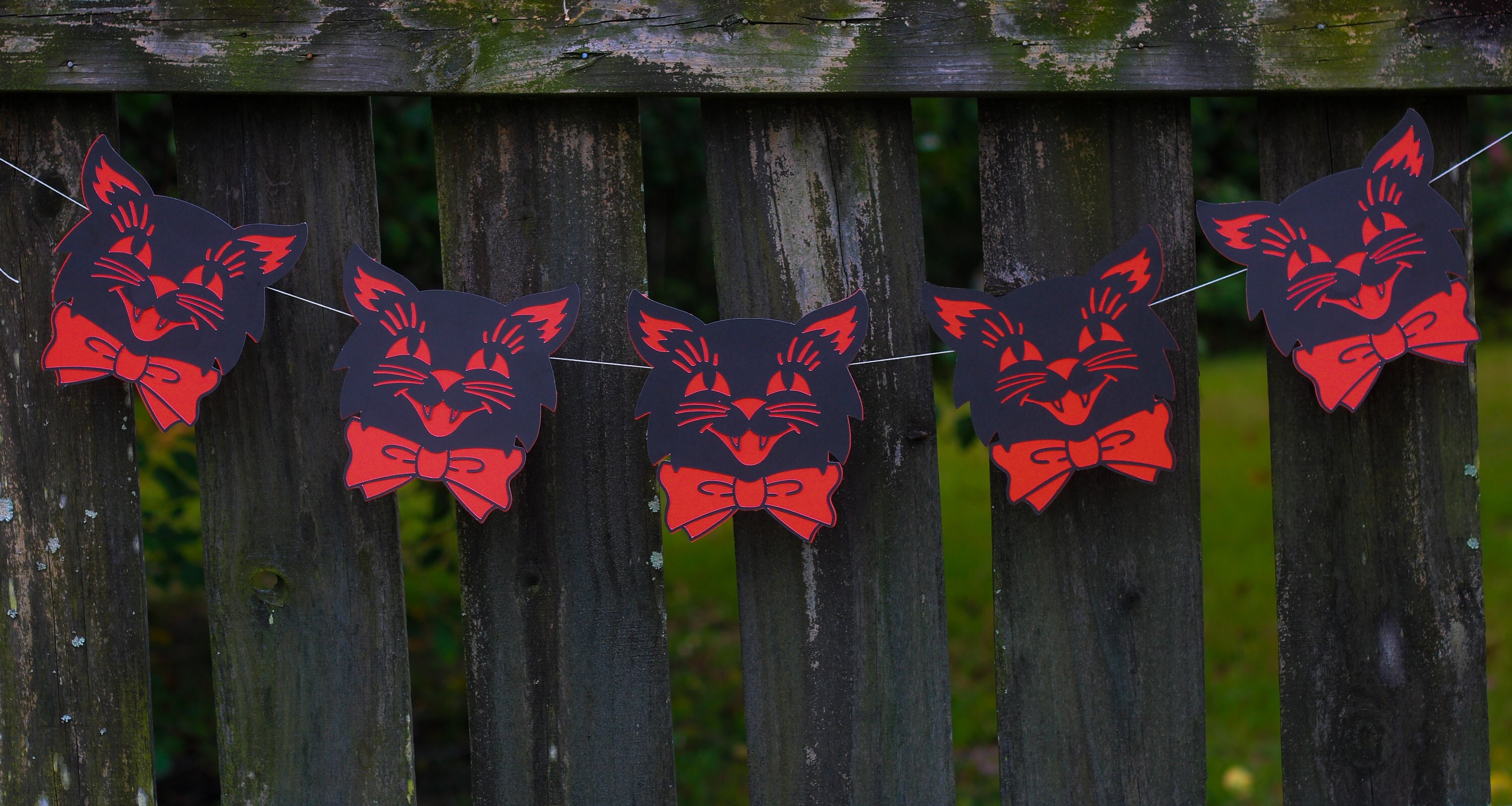 Vintage Inspired Black Cat Halloween Banner - Etsy