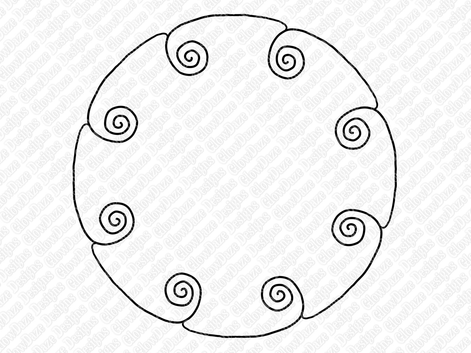 Swirls Frame | SVG PNG | Printable Clip Art | Hand-drawn Circle Border ...