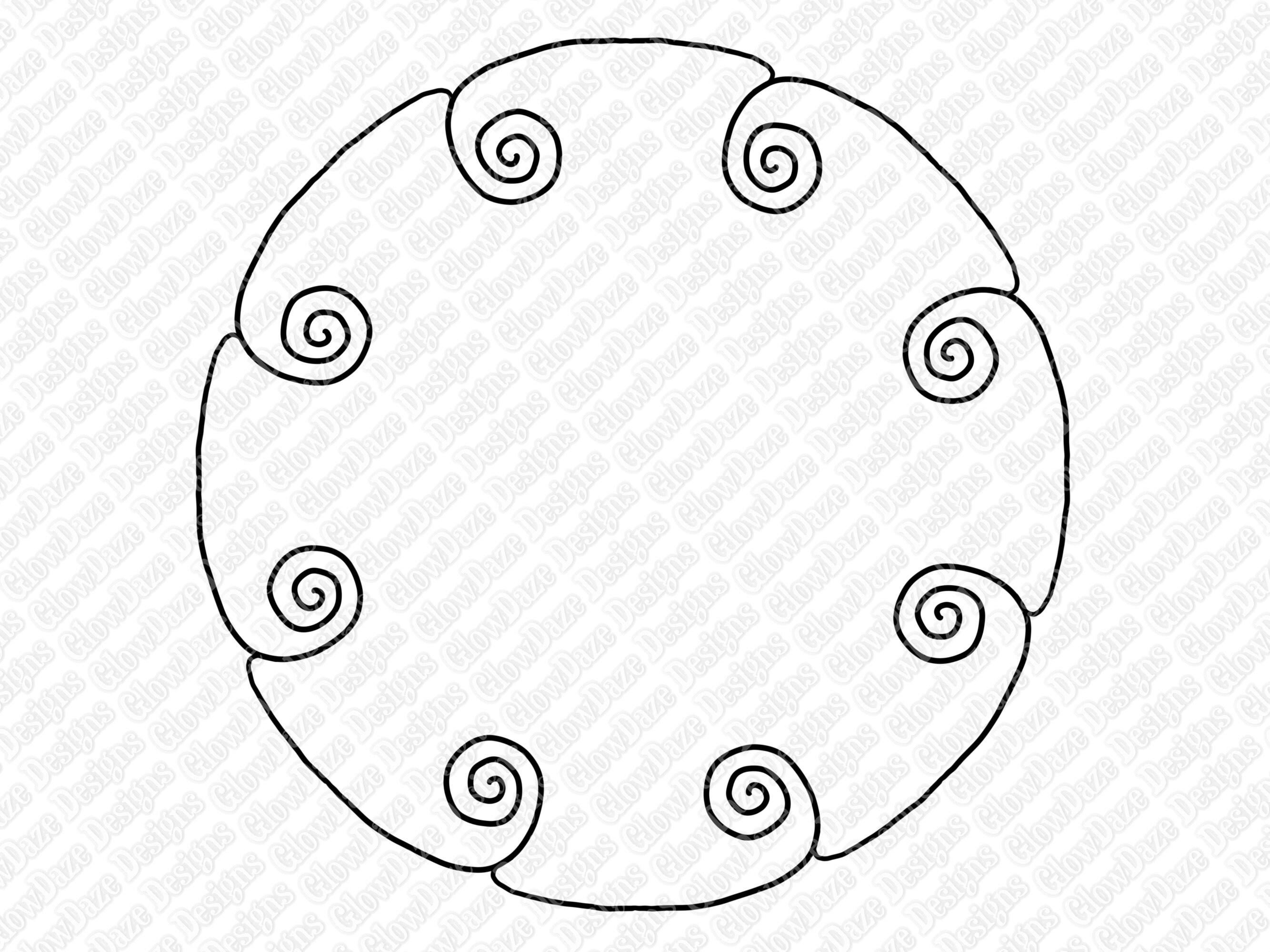 Swirls Frame | SVG PNG | Printable Clip Art | Hand-drawn Circle Border ...