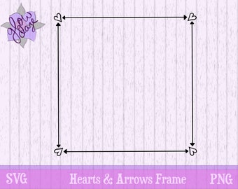 Corner Hearts Doodle Frame | SVG PNG | Printable Clip Art | Hand-drawn ...