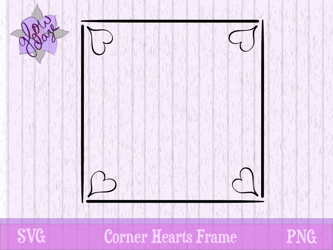 Corner Hearts Doodle Frame | SVG PNG | Printable Clip Art | Hand-drawn ...