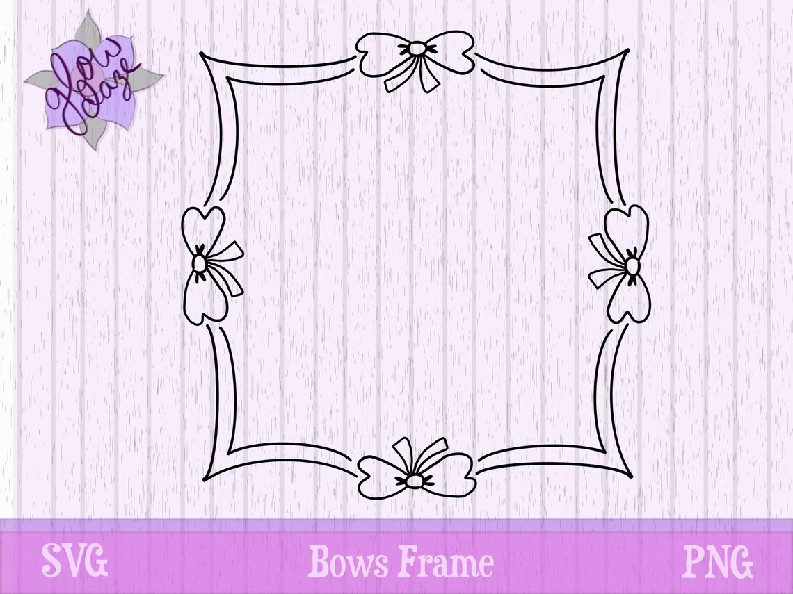 Bows Doodle Frame | SVG PNG | Printable Clip Art | Hand-drawn Square ...