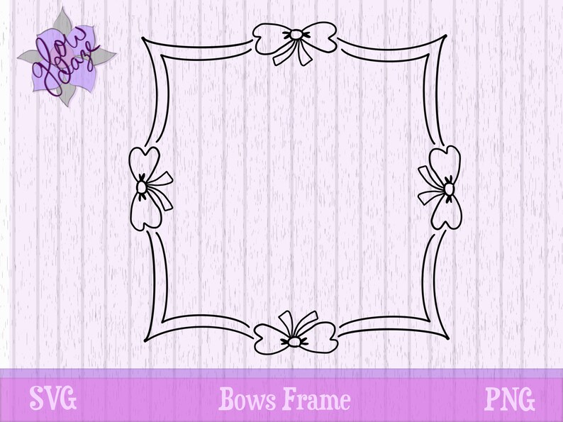 Bows Doodle Frame | SVG PNG | Printable Clip Art | Hand-drawn Square ...