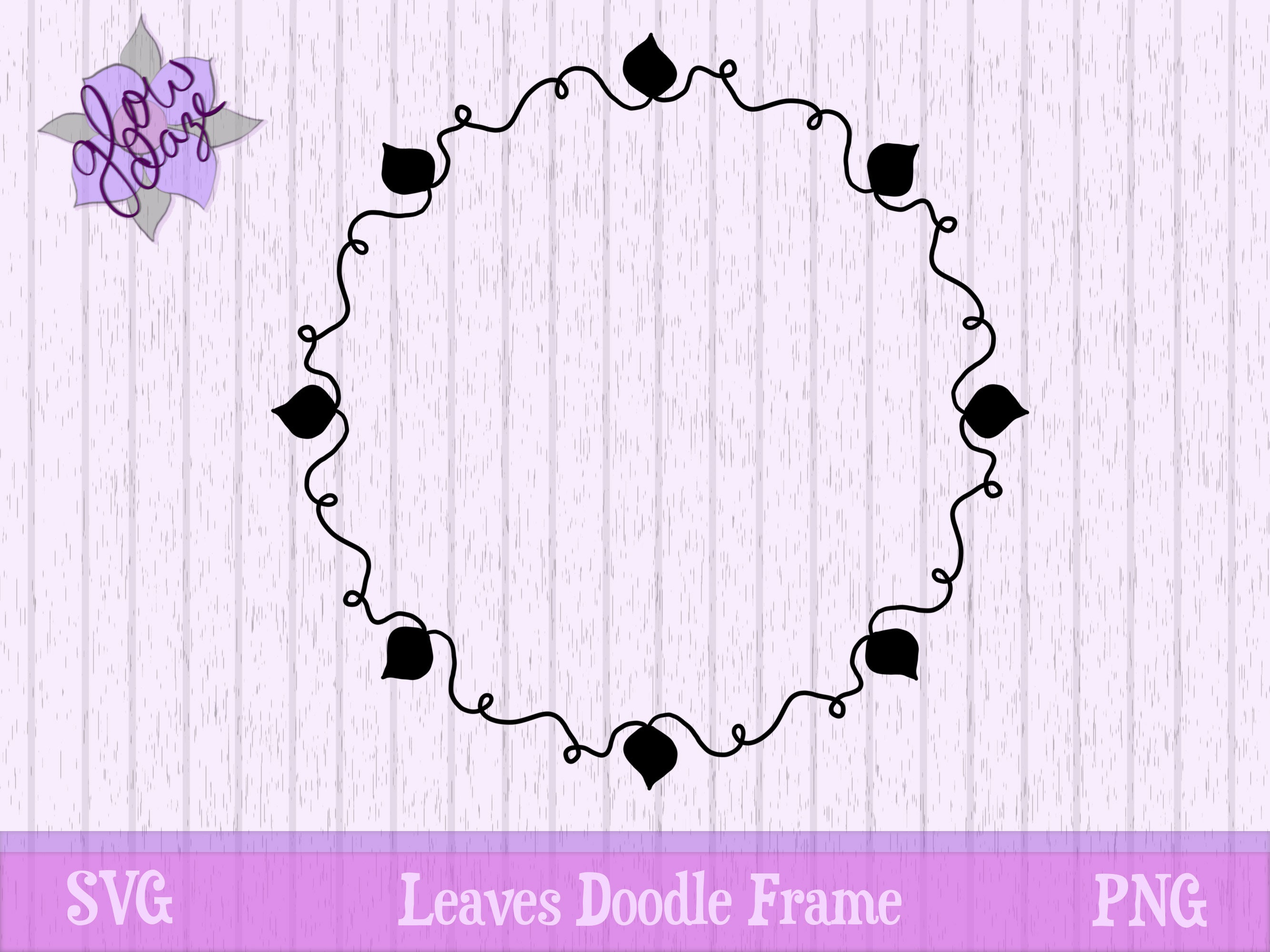 Leaves Doodle Frame | SVG PNG | Printable Clip Art | Hand-drawn Circle ...