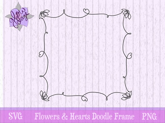 Flowers and Hearts Doodle Frame SVG PNG Printable Clip Art - Etsy