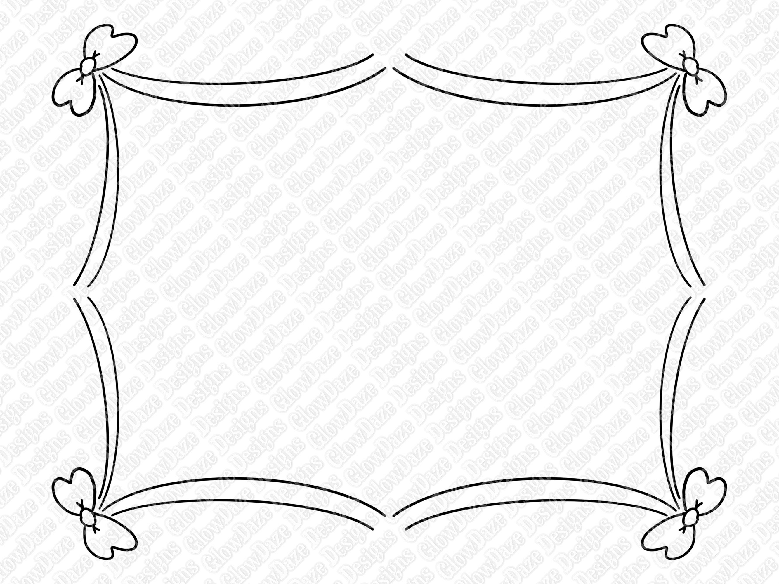 Bows Doodle Frame | SVG PNG | Printable Clip Art | Hand-drawn Rectangle ...