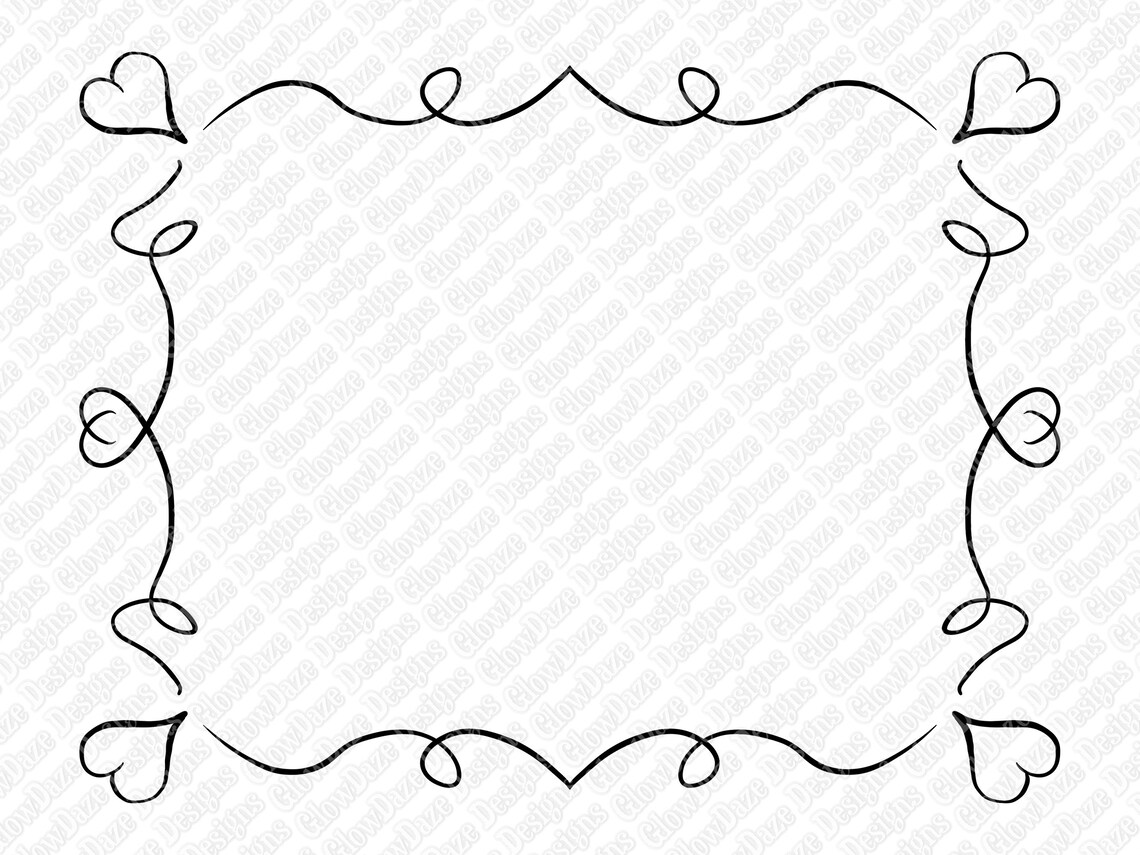 Hearts Doodles Frame | SVG PNG | Printable Clip Art | Hand-drawn ...