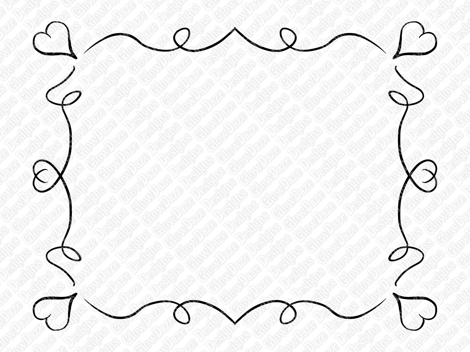 Hearts Doodles Frame | SVG PNG | Printable Clip Art | Hand-drawn ...