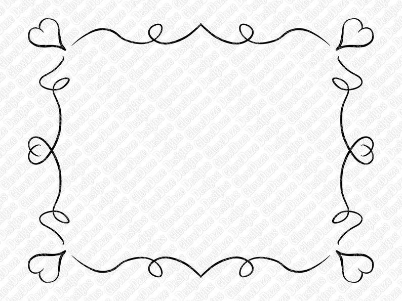 Hearts Doodles Frame | SVG PNG | Printable Clip Art | Hand-drawn ...