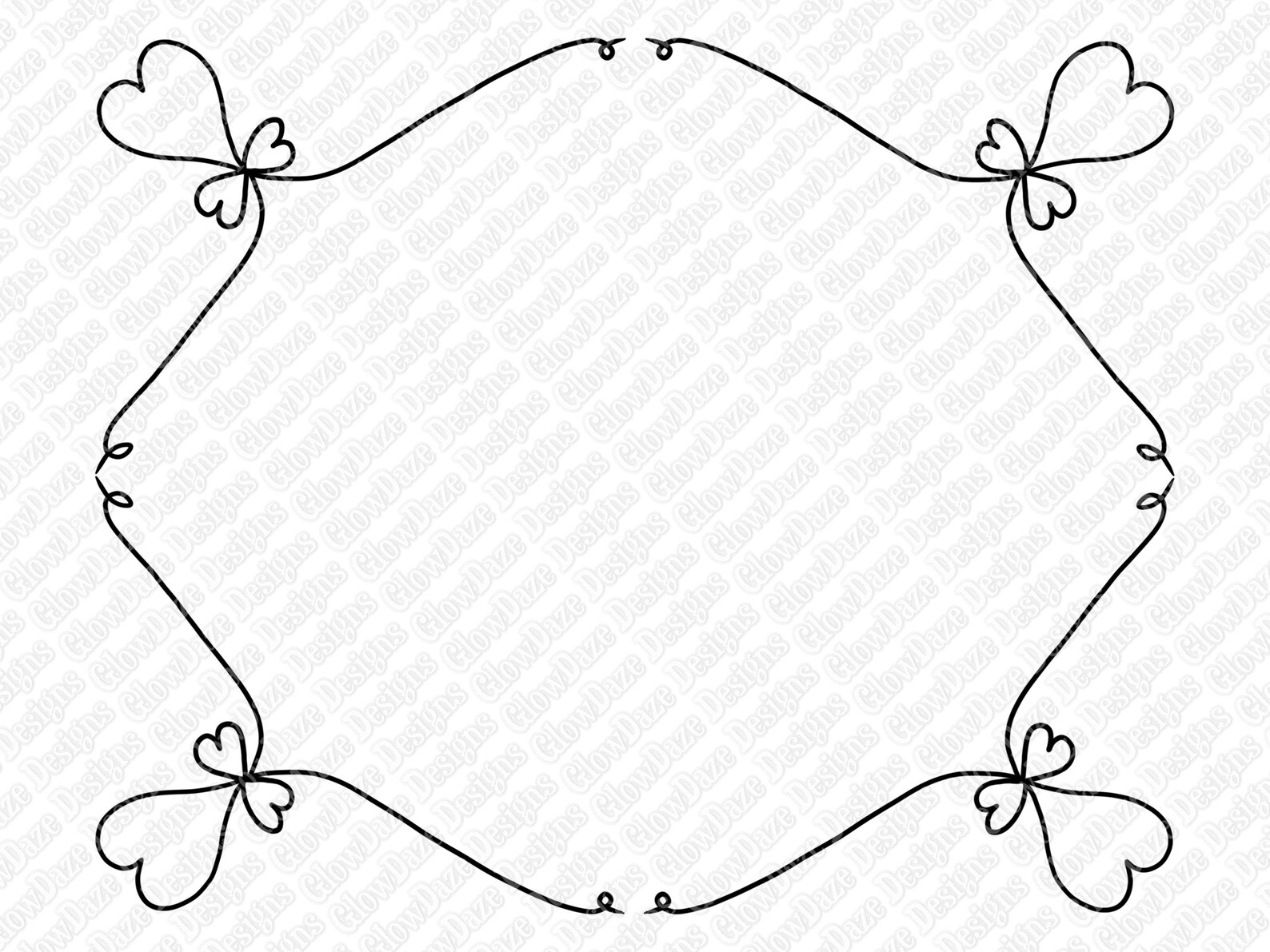 Heart Bows Doodle Frame | SVG PNG | Printable Clip Art | Hand-drawn ...