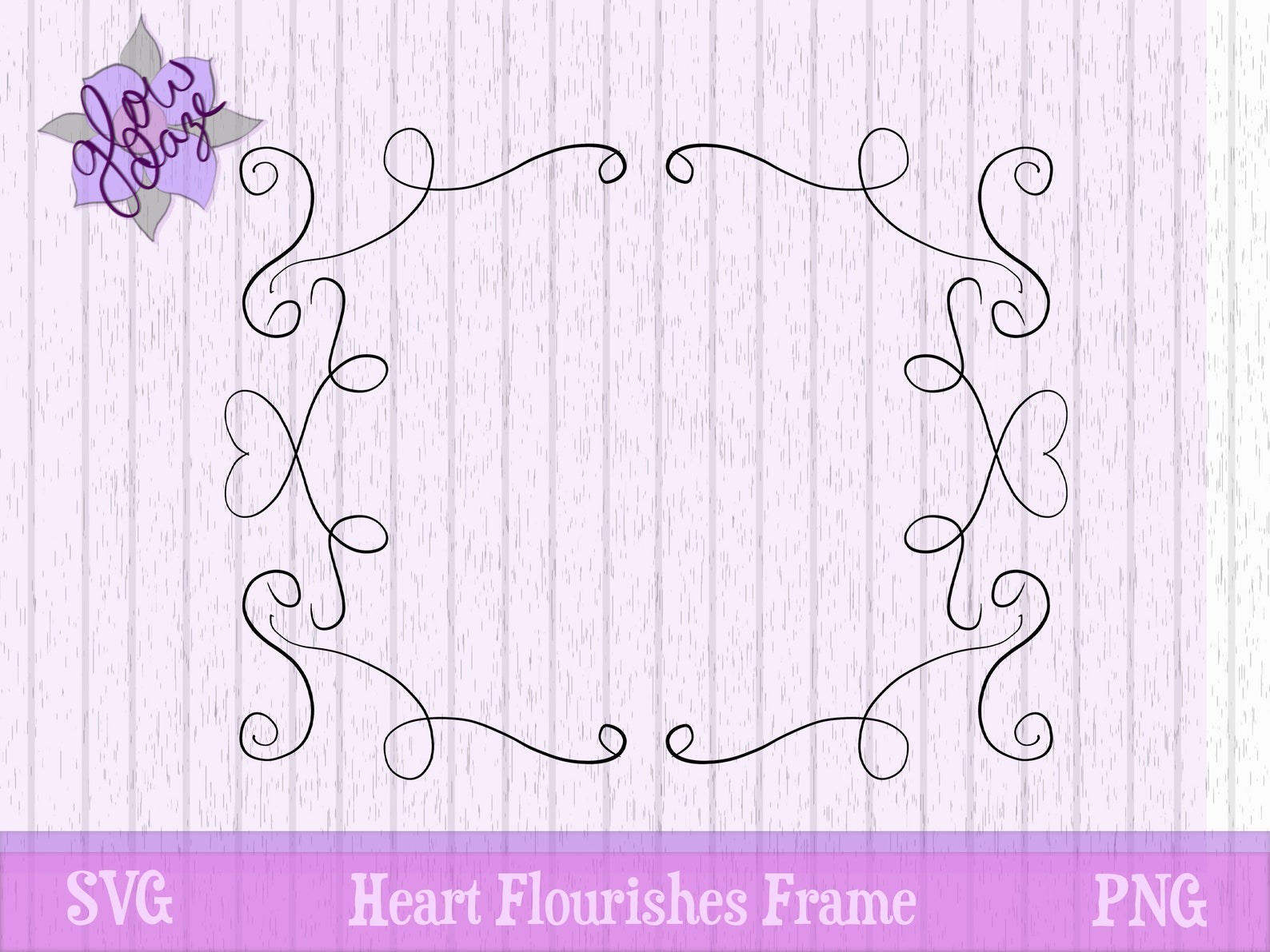 Heart Flourishes Doodle Frame SVG PNG Printable Clip Art Hand-drawn ...
