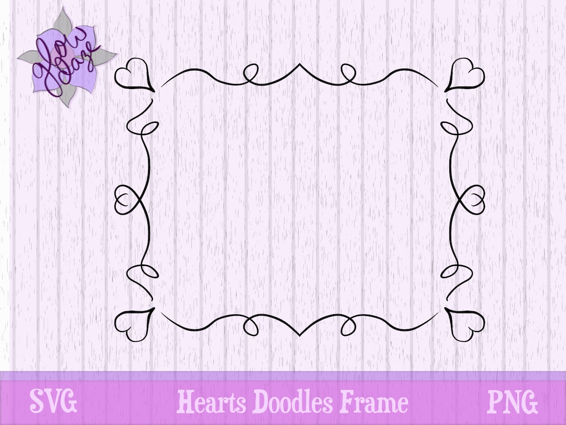 Hearts Doodles Frame | SVG PNG | Printable Clip Art | Hand-drawn ...