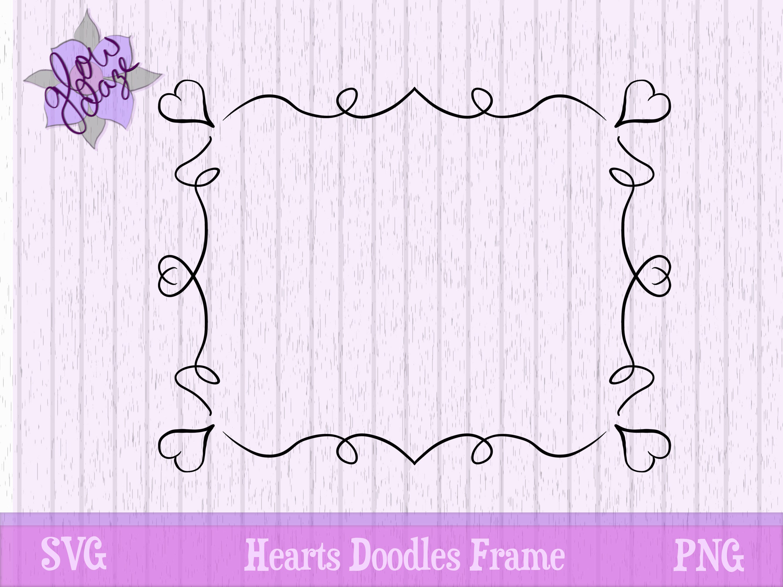 Hearts Doodles Frame | SVG PNG | Printable Clip Art | Hand-drawn ...