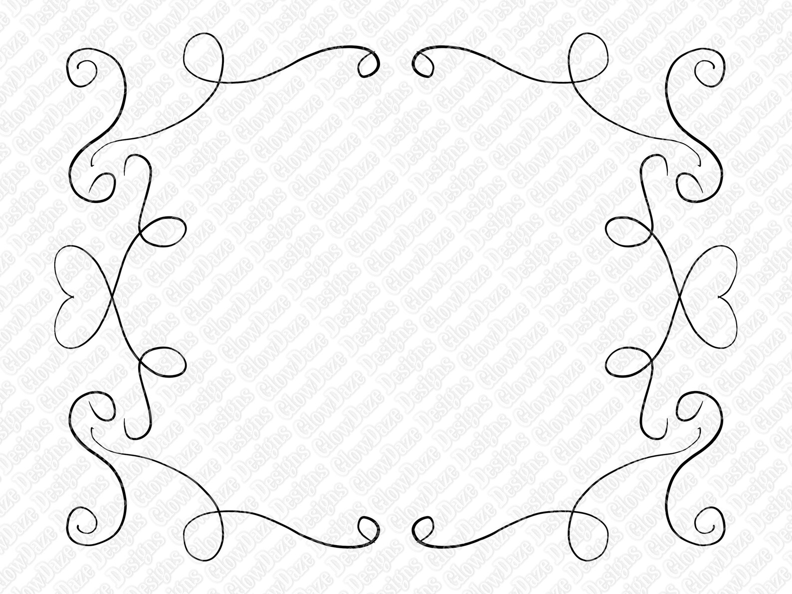 Heart Flourishes Doodle Frame SVG PNG Printable Clip Art Hand-drawn ...