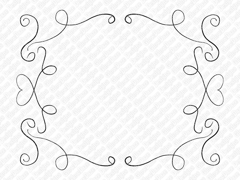 Heart Flourishes Doodle Frame | SVG PNG | Printable Clip Art | Hand ...