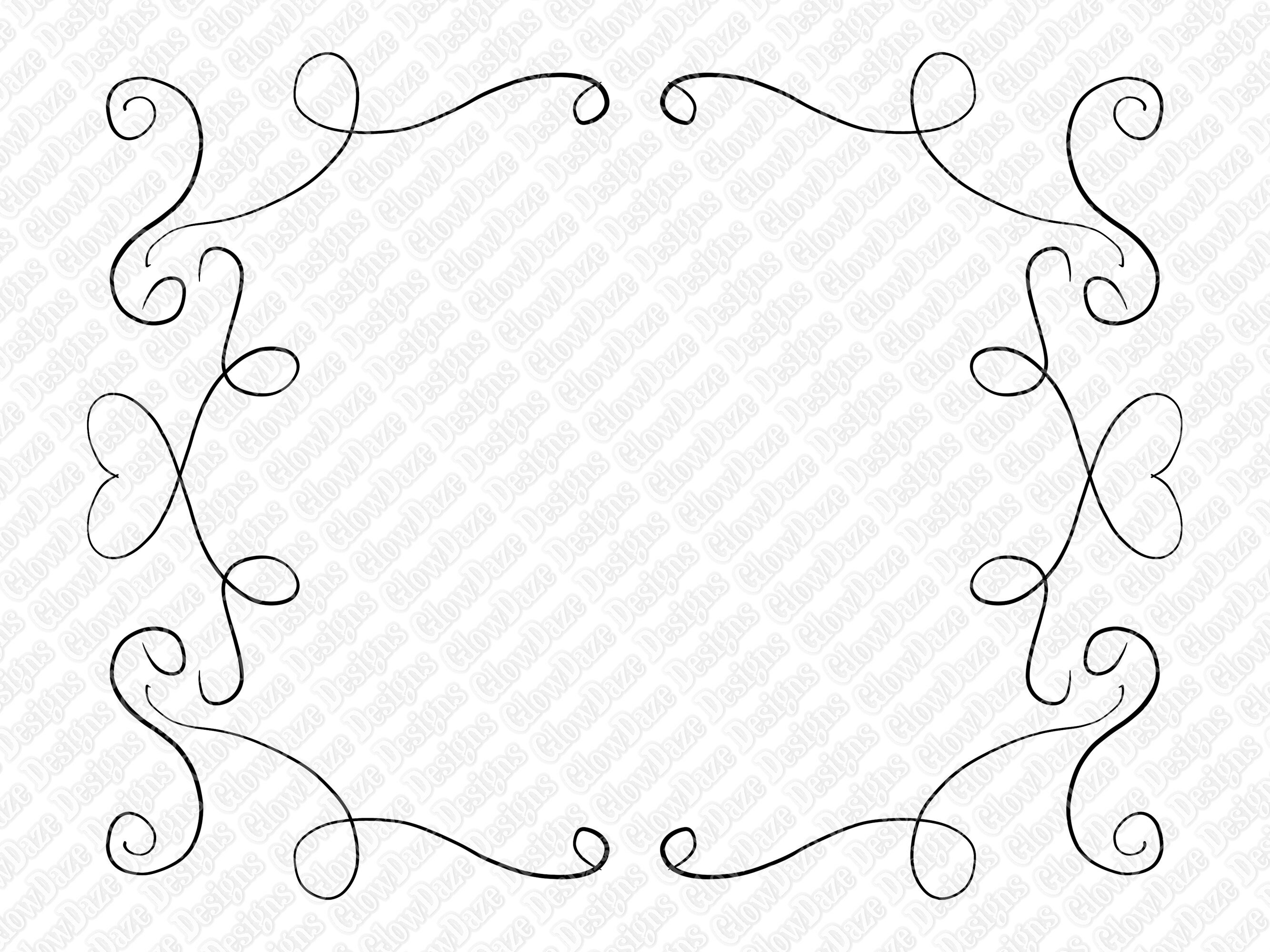 Heart Flourishes Doodle Frame | SVG PNG | Printable Clip Art | Hand ...